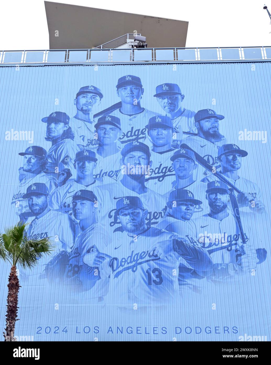 Los Angeles Dodgers players are drawn on a wall at Dodger Stadium in ...