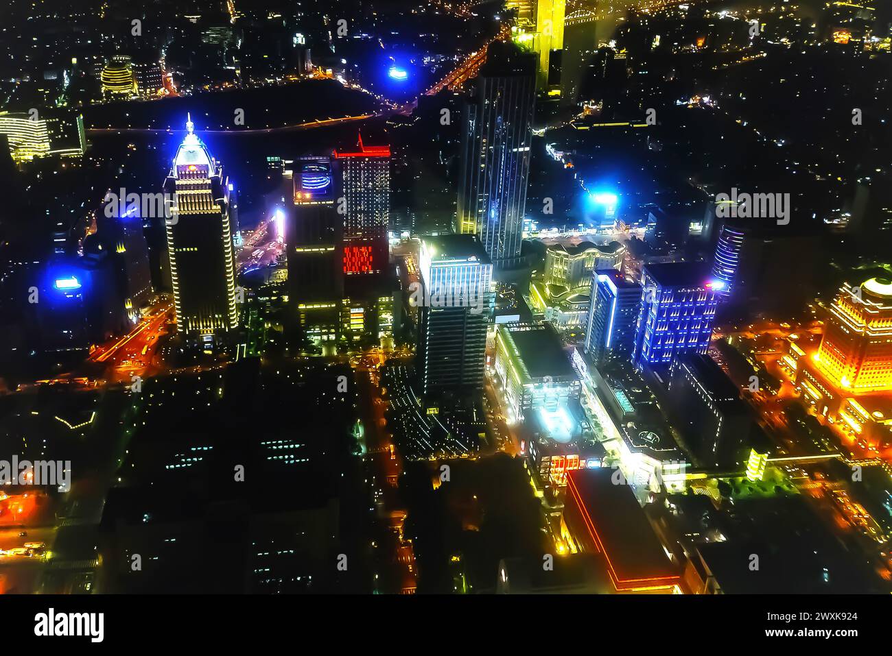 Taipei city at night from 101 storey towel building view Stock Photo ...