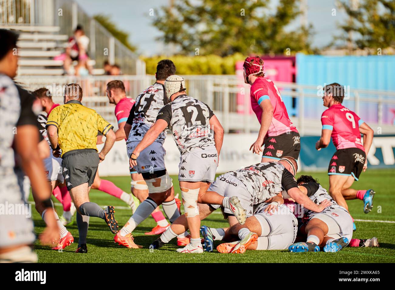 Fort Lauderdale, FL, USA. 31st March 2024. Miami Sharks v San Diego Legion regular MLR Rugby ...