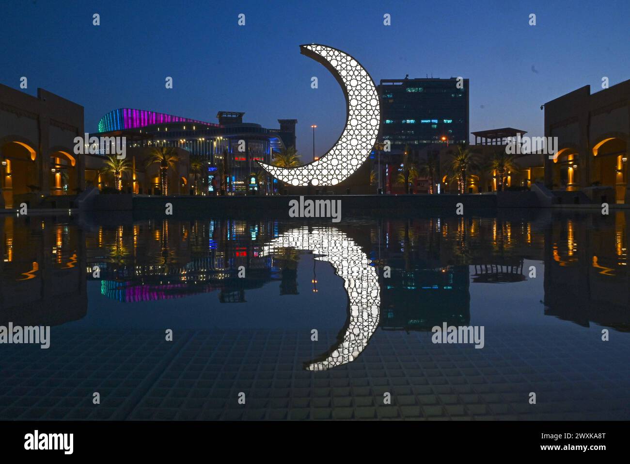 Ahmadi Governorate, Kuwait. 31st Mar, 2024. An illuminated steel ...