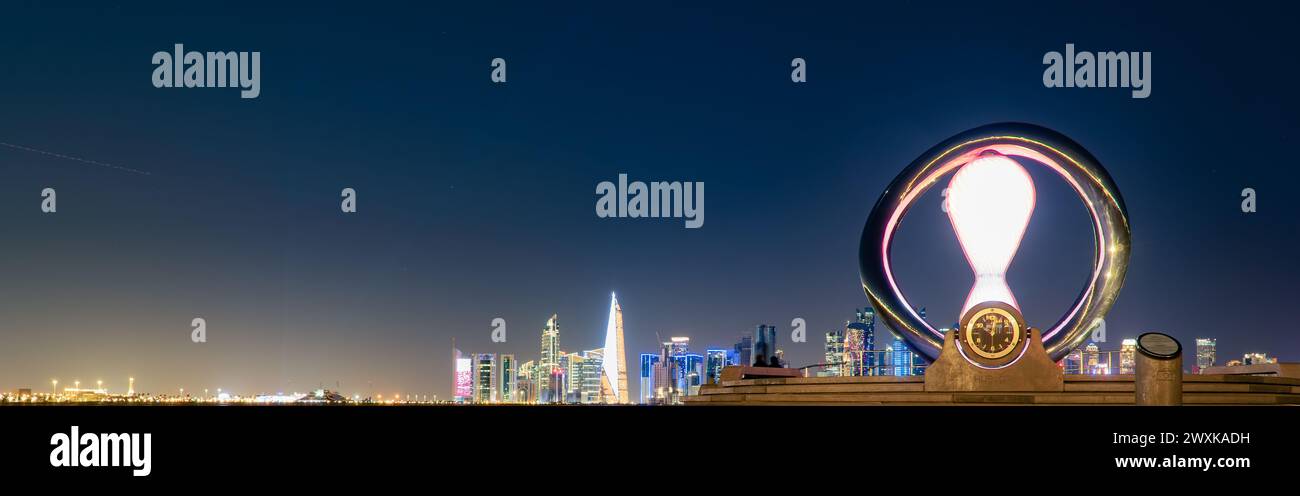 Doha Skyline at night. Qatar. Doha Cityscape Stock Photo - Alamy