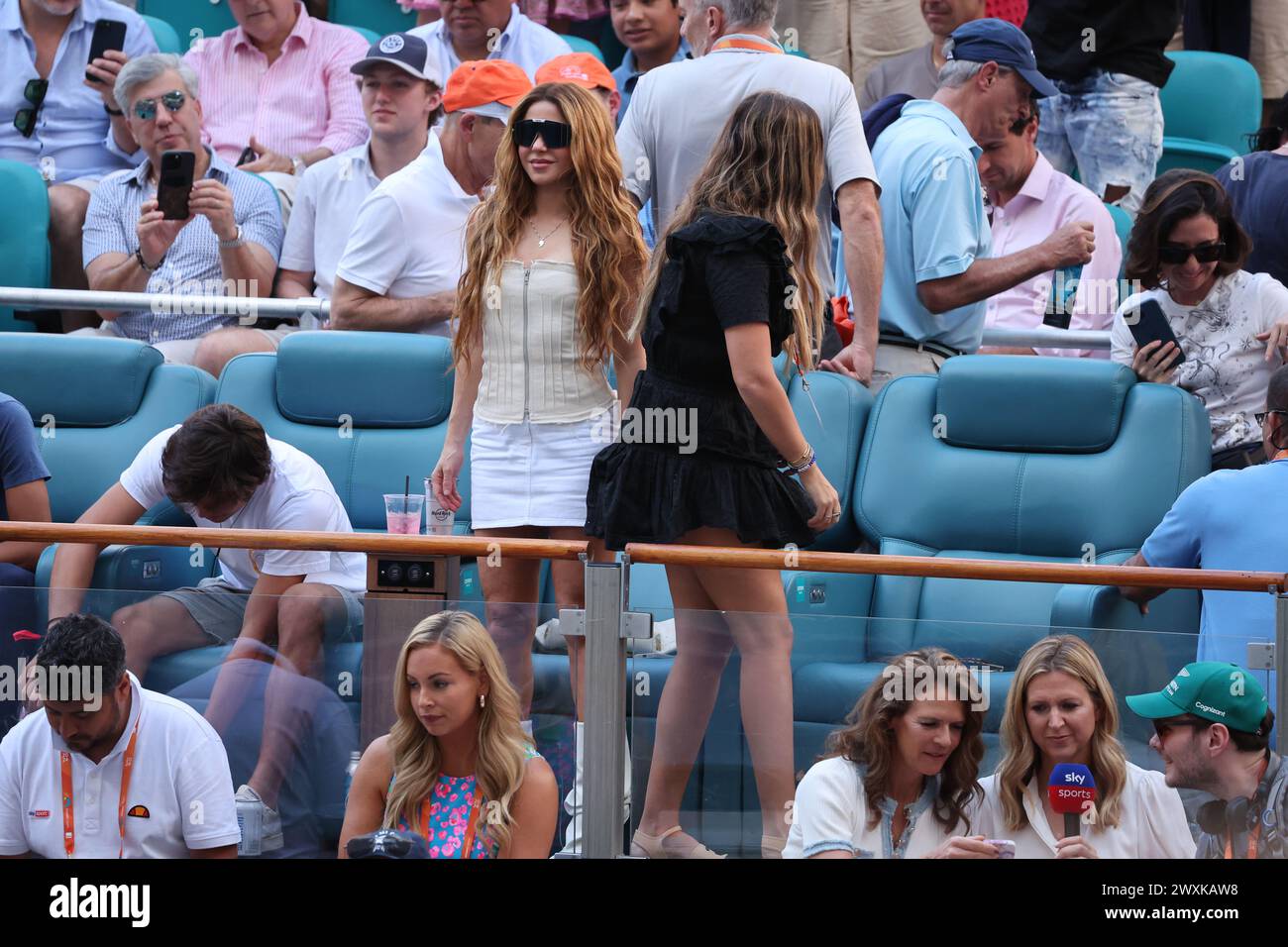 MIAMI GARDENS, FLORIDA - MARCH 31: Colombian Singer Shakira watches ...