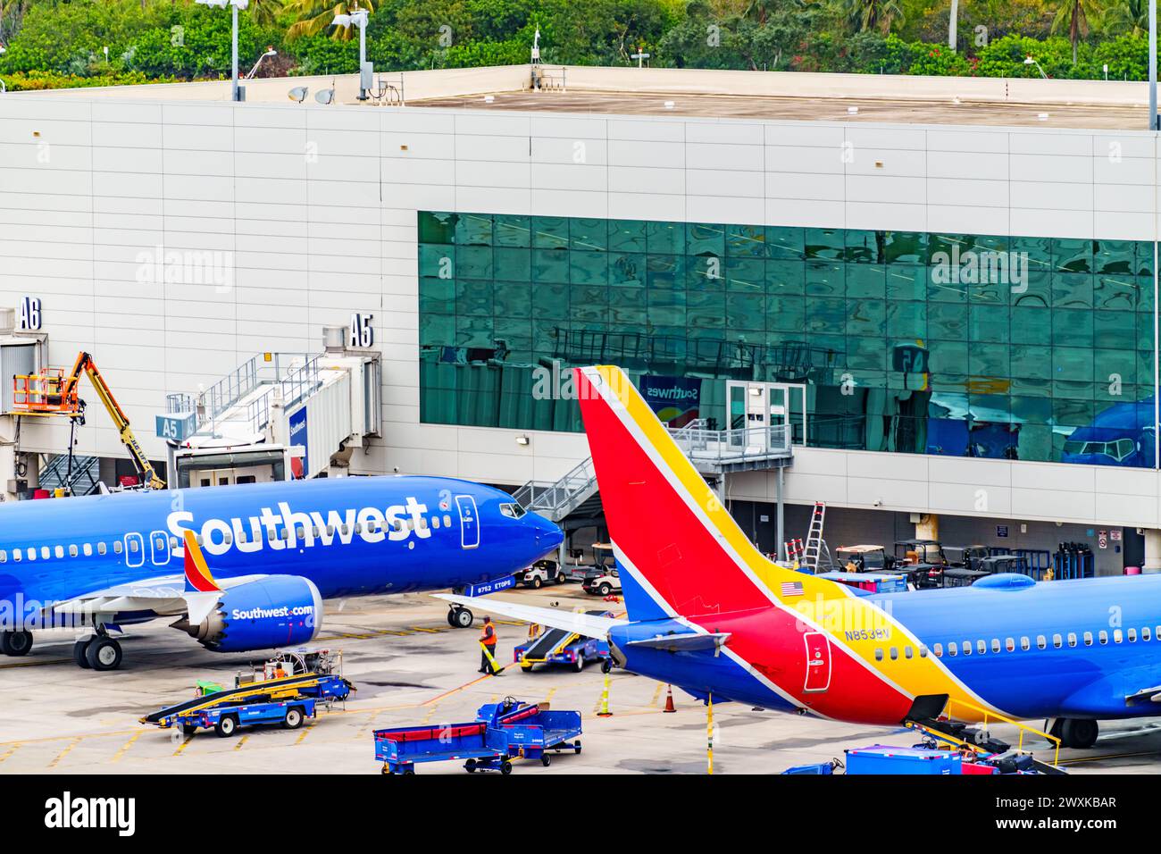 Fort Lauderdale, FL, USA - March 22, 2024: Southwest airplanes at ...