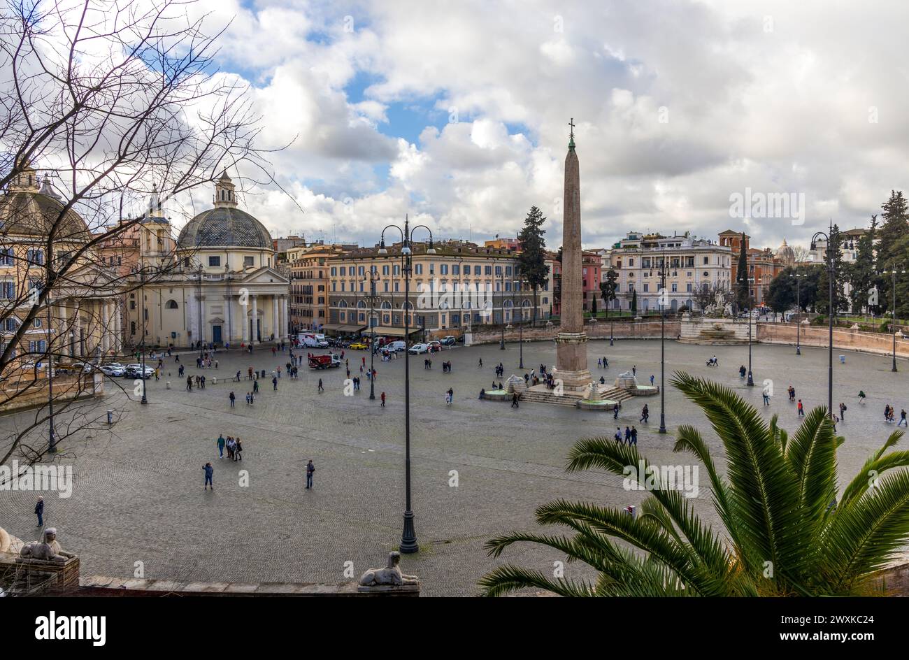 Aerial view of the historical center of Rome, Italy, and Piazza del ...