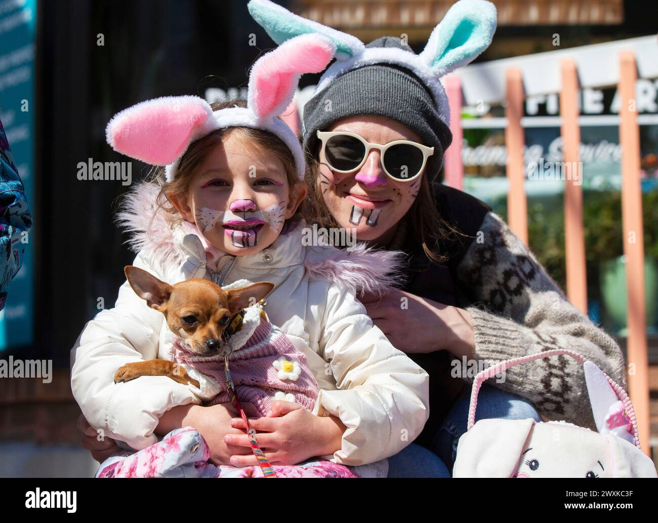 Toronto, Canada. 31st Mar, 2024. A mother and her daughter wearing ...