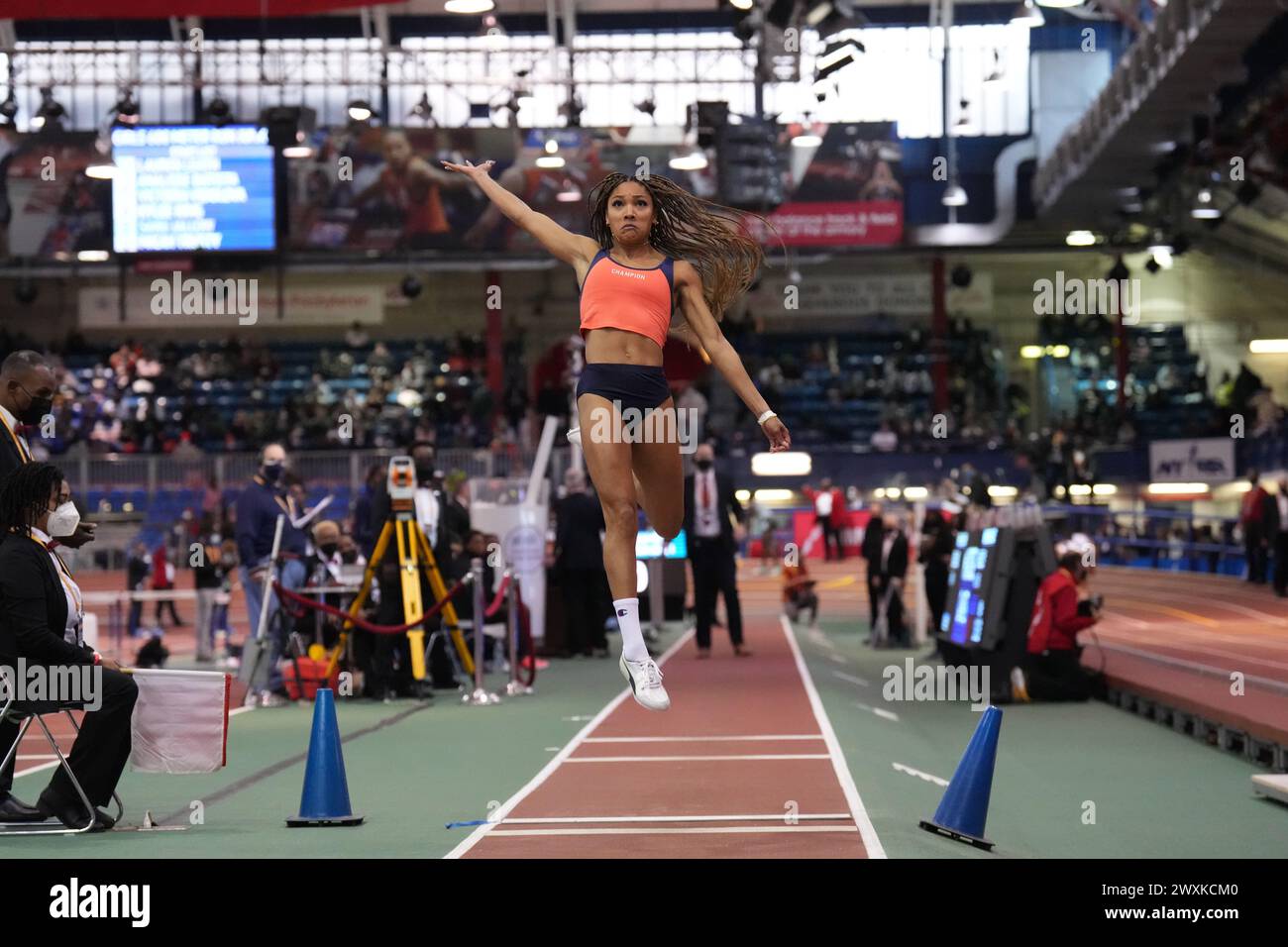 Tara Davis (USA) wins the women's long jump during the 114th Millrose ...