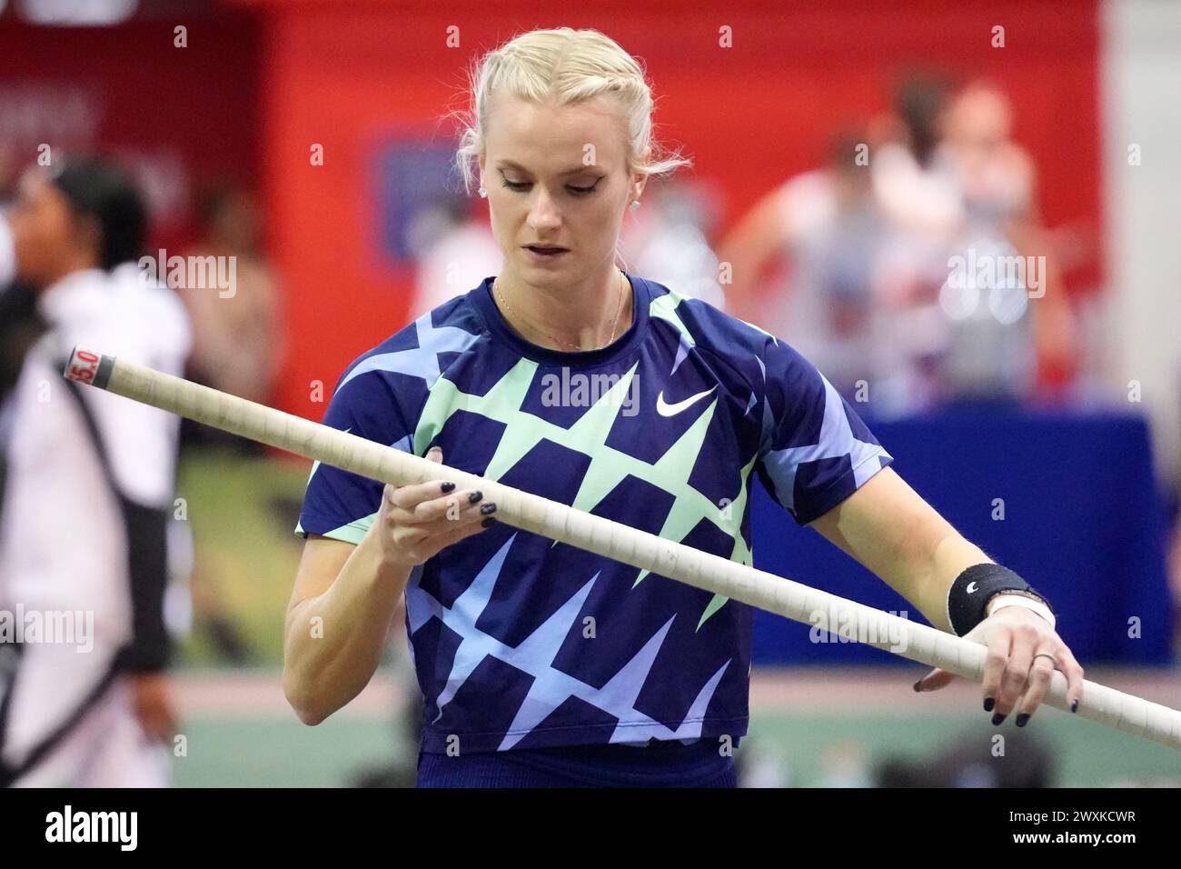 Katie Nageotte (USA) competes in the women's pole vault at the 114th ...
