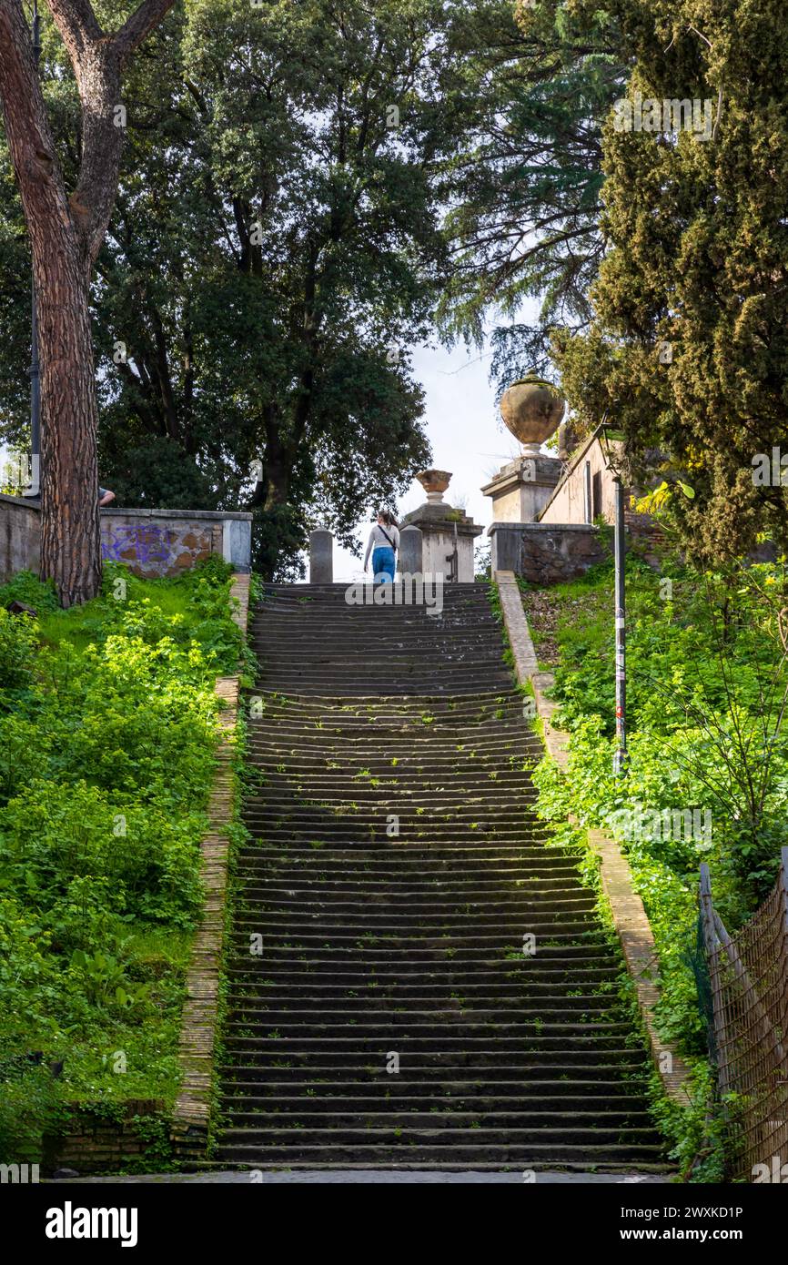 The stairs to the Janiculum Hill in Rome, Italy Stock Photo - Alamy