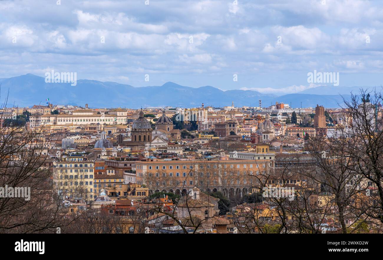 Aerial view of the historical center of Rome, Italy, from the height of ...