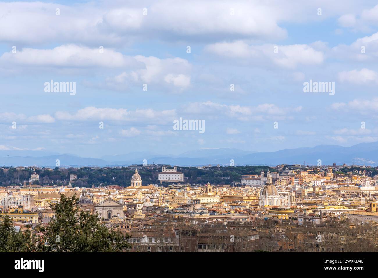 Aerial view of the historical center of Rome, Italy, from the height of ...