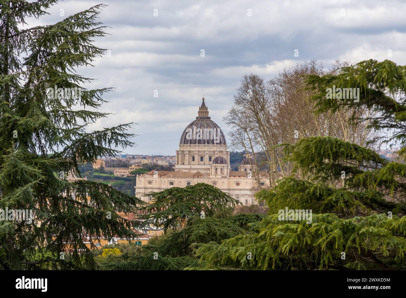 Aerial view of the historical center of Rome, Italy, from the height of ...