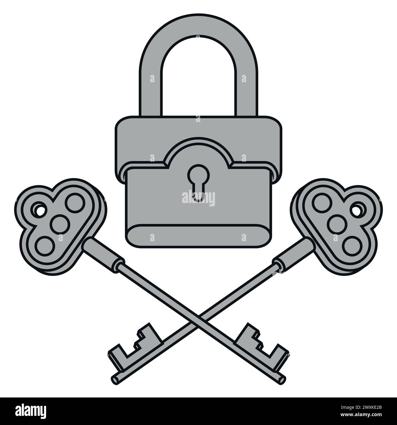 Vector design of Metal padlock with old keys, padlock and keys for locksmith Stock Vector Image ...