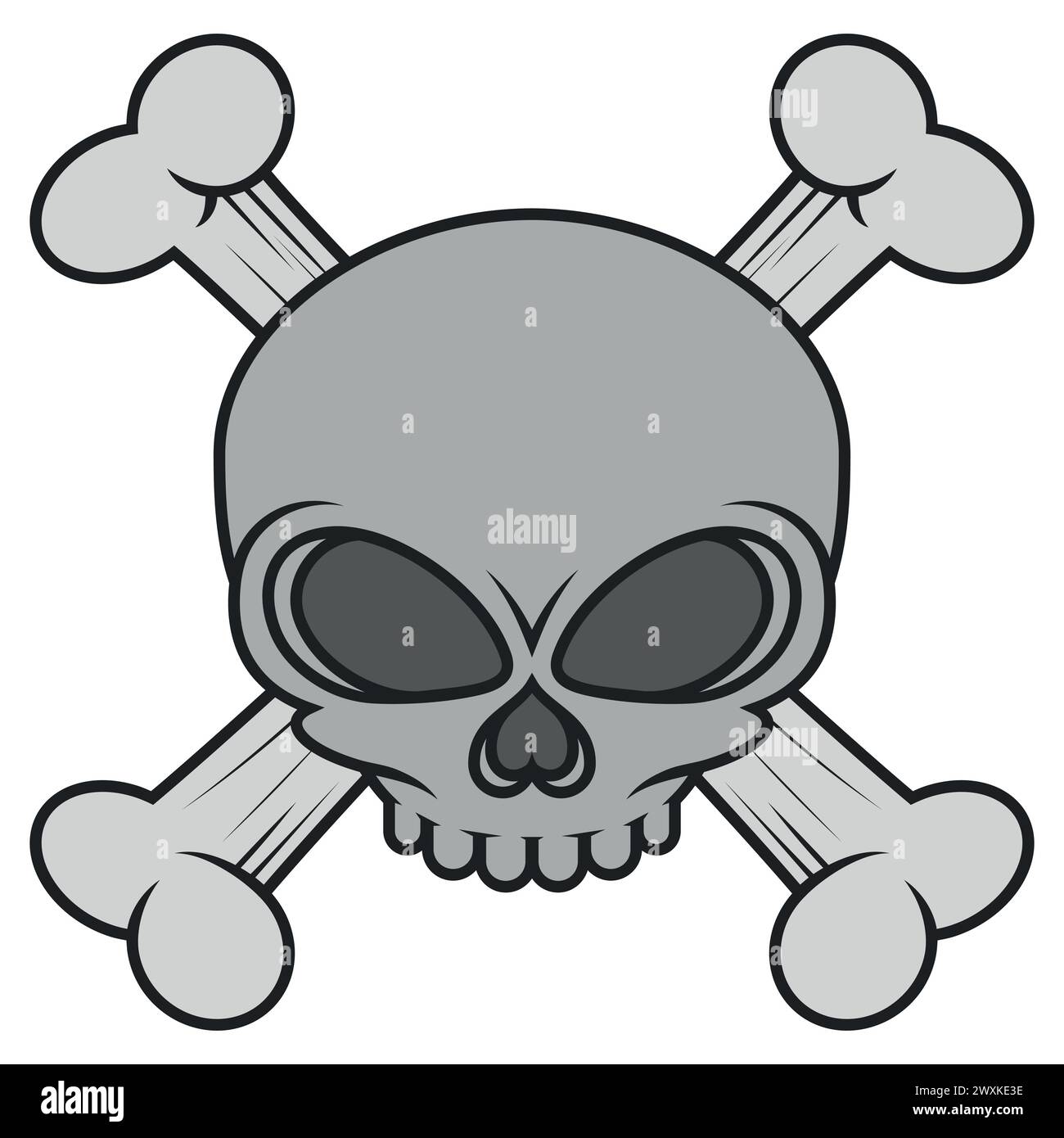 Skull vector design in cartoon style, skull with bones for Halloween Stock Vector Image & Art ...