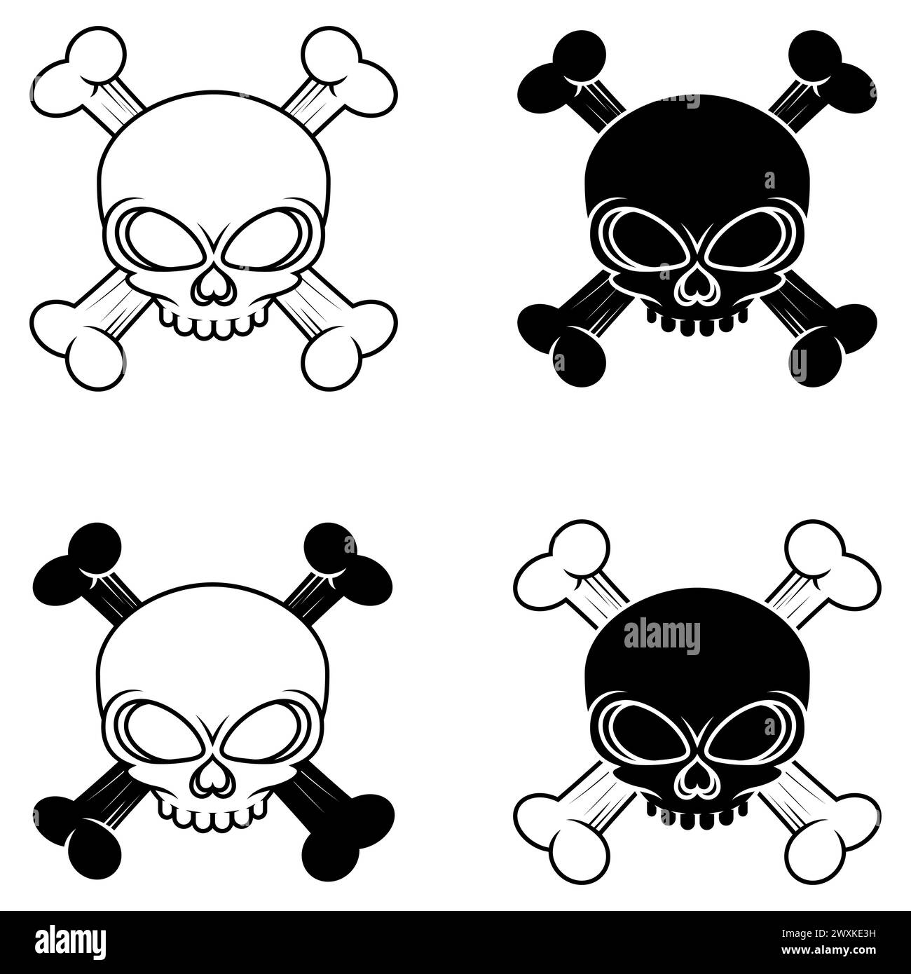 Skull vector design in cartoon style, skull with bones for Halloween ...