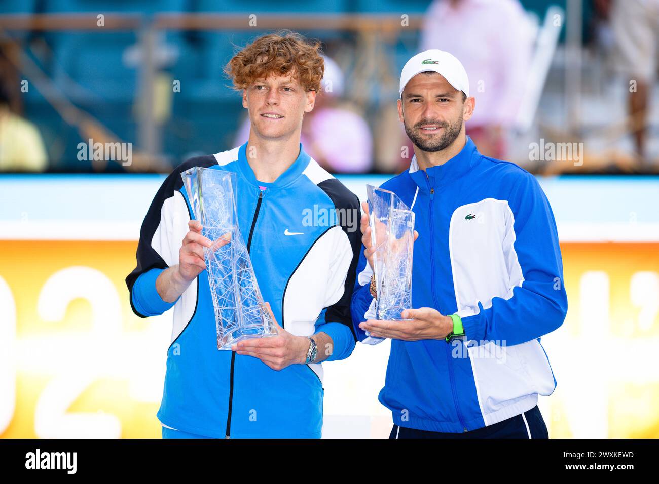 MIAMI GARDENS, FLORIDA - MARCH 31: Miami Open champion Jannik Sinner of ...