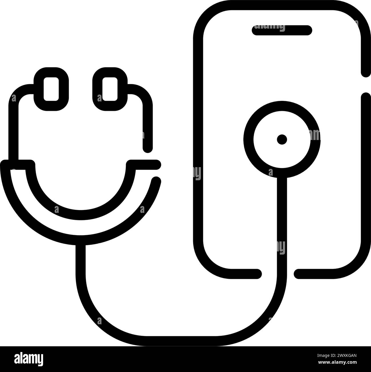 Telemedicine. Stethoscope with phone icon. Online medical consultations ...