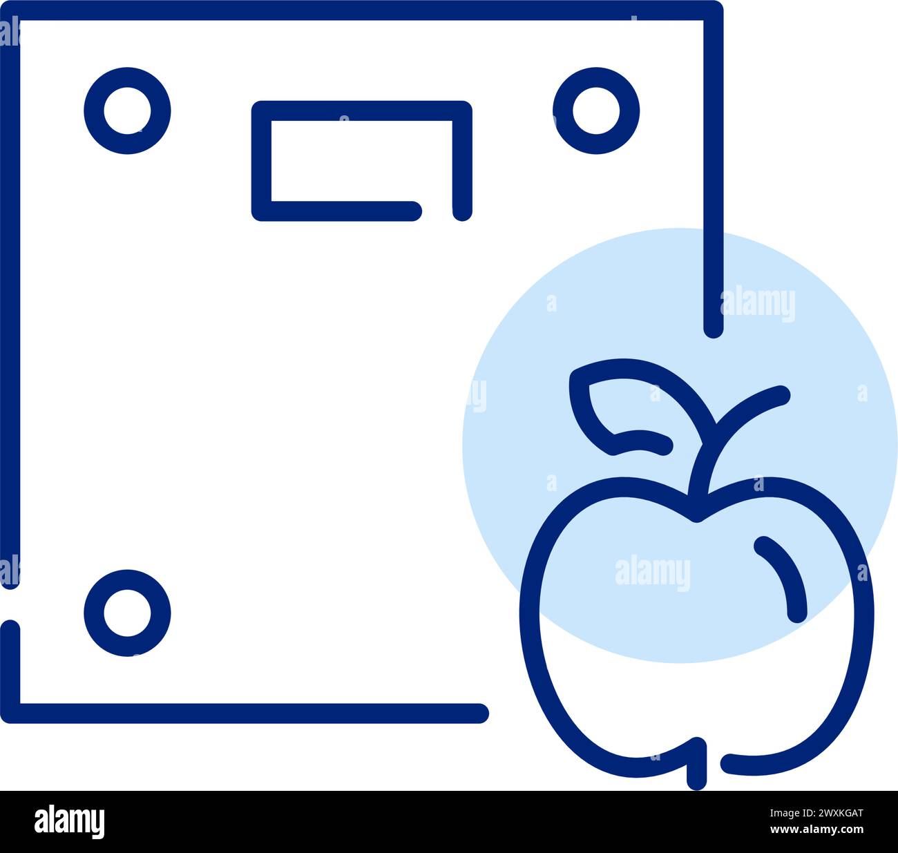 Floor scale and apple. Healthy weight management and nutrition ...