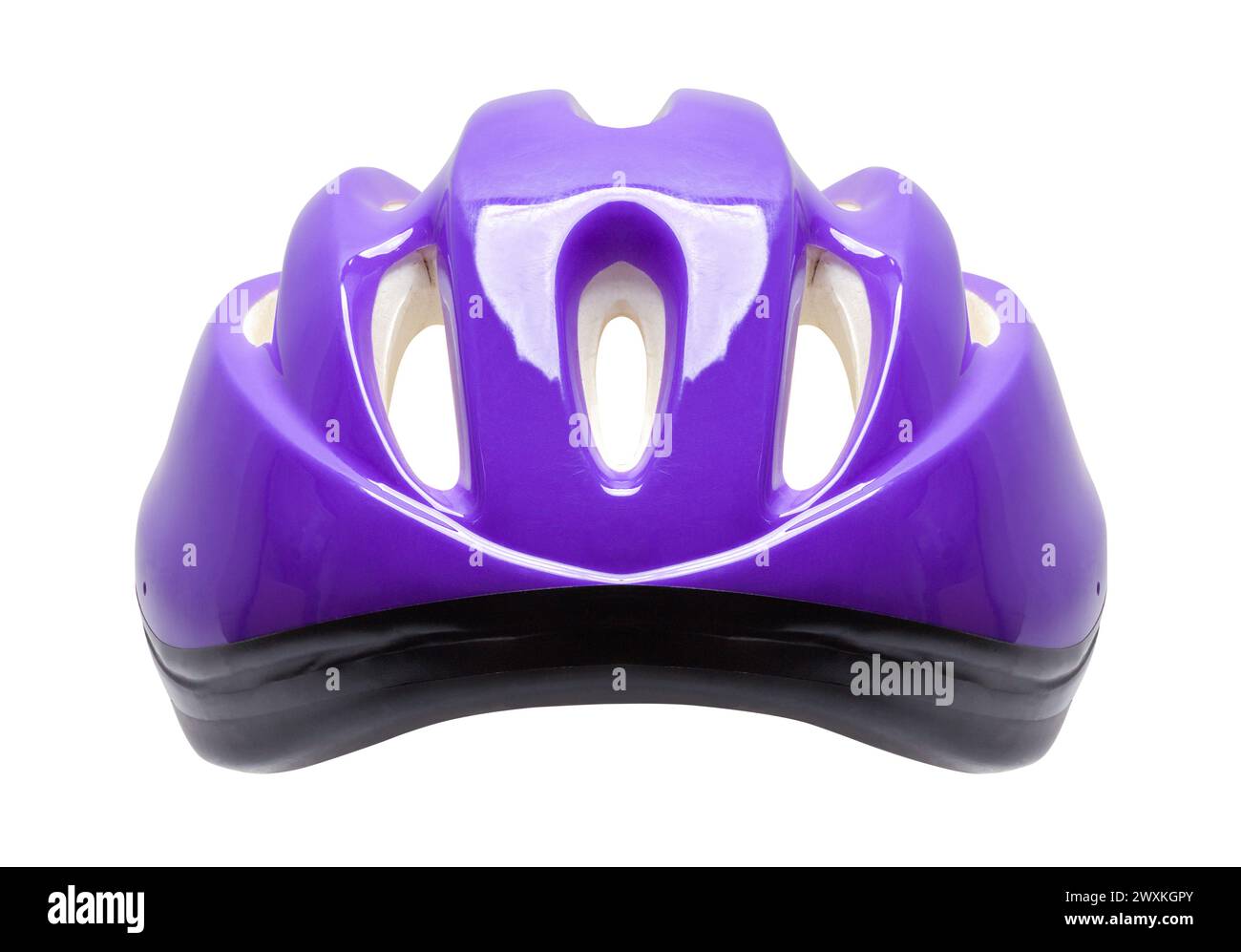 Purple Bike Helmet Front View Cut Out on White Stock Photo - Alamy