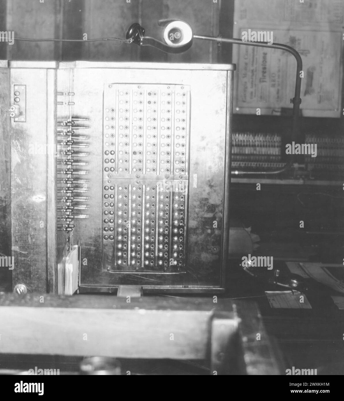 Front view of a switchboard ca. 1919 Stock Photo - Alamy