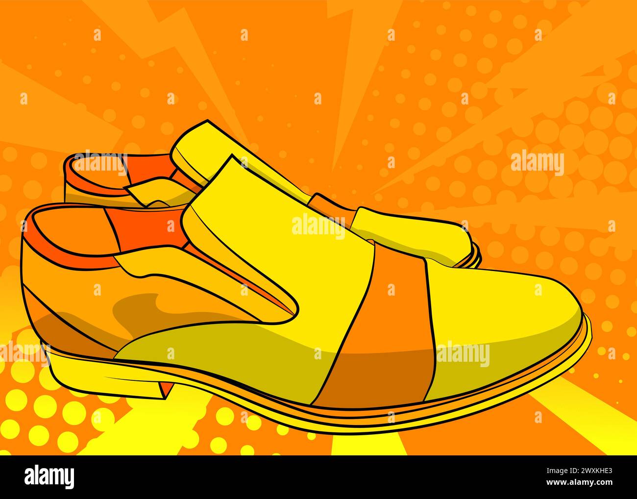 Cartoon Elegant Shoes, comic book Formalwear. Retro vector comics pop ...