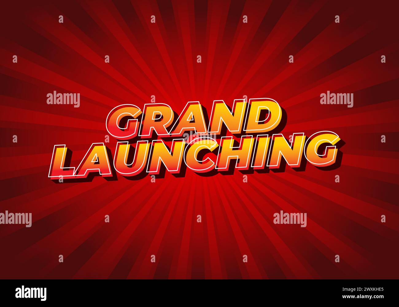 Grand launching. Text effect design in yellow red colors Stock Vector ...