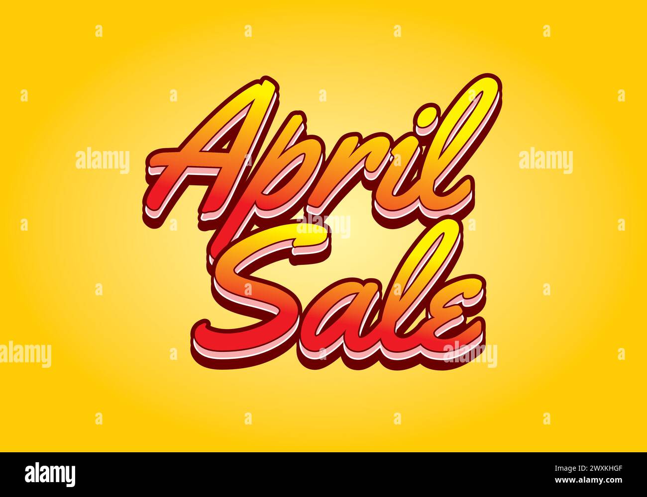 April sale. Text effect design in 3 dimension style Stock Vector Image ...
