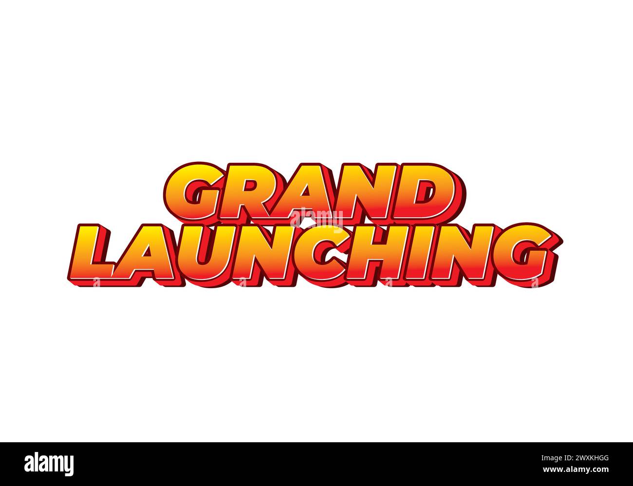 Grand launching. Text effect design in yellow red colors Stock Vector ...