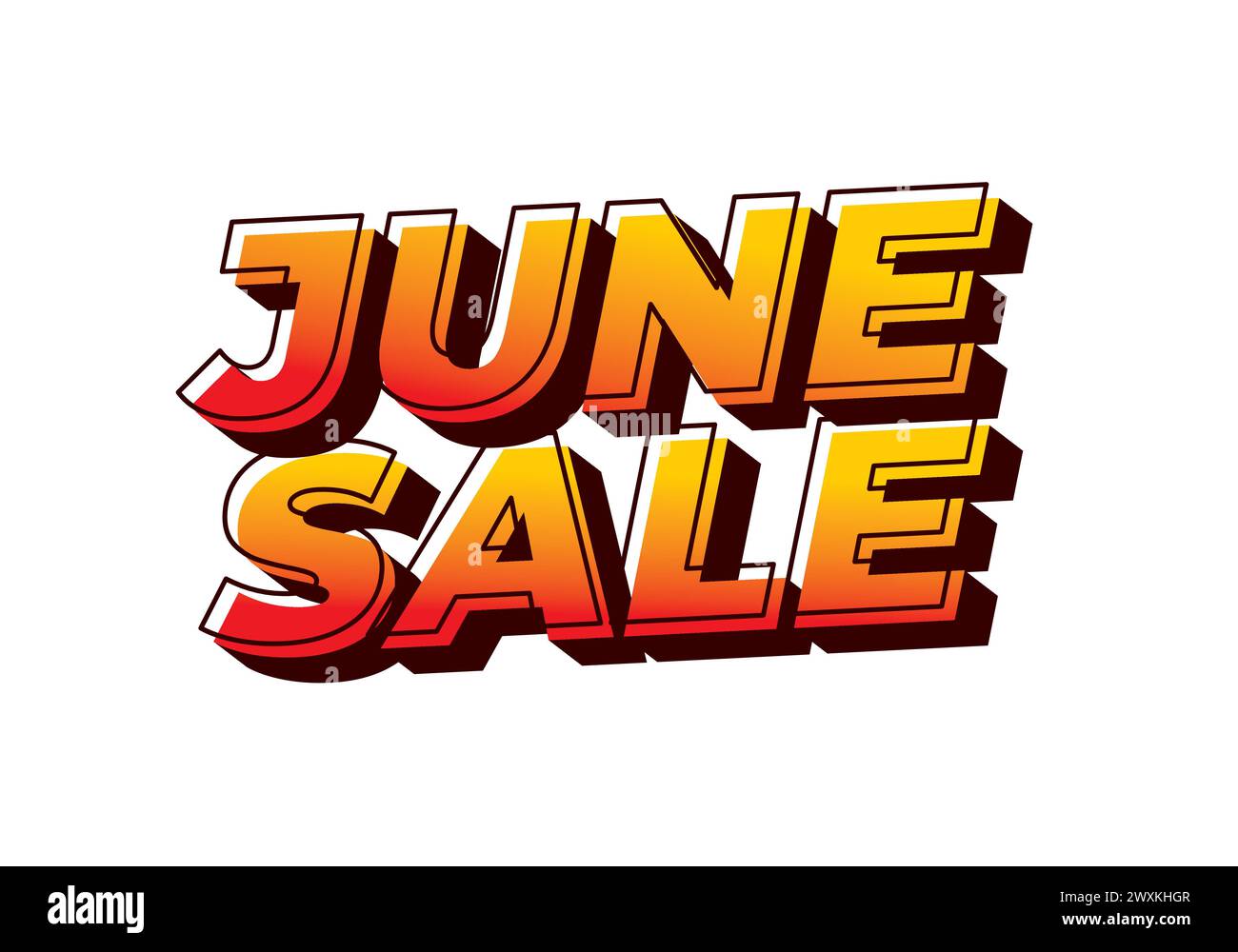 June sale. Text effect design in 3 dimensions style with eye catching ...