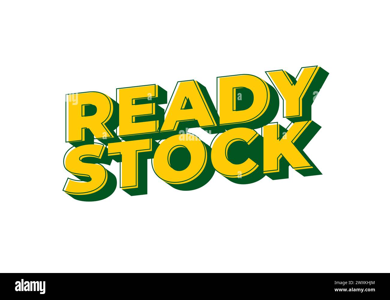 Ready stock. Text effect design in 3 dimension style in yellow green ...