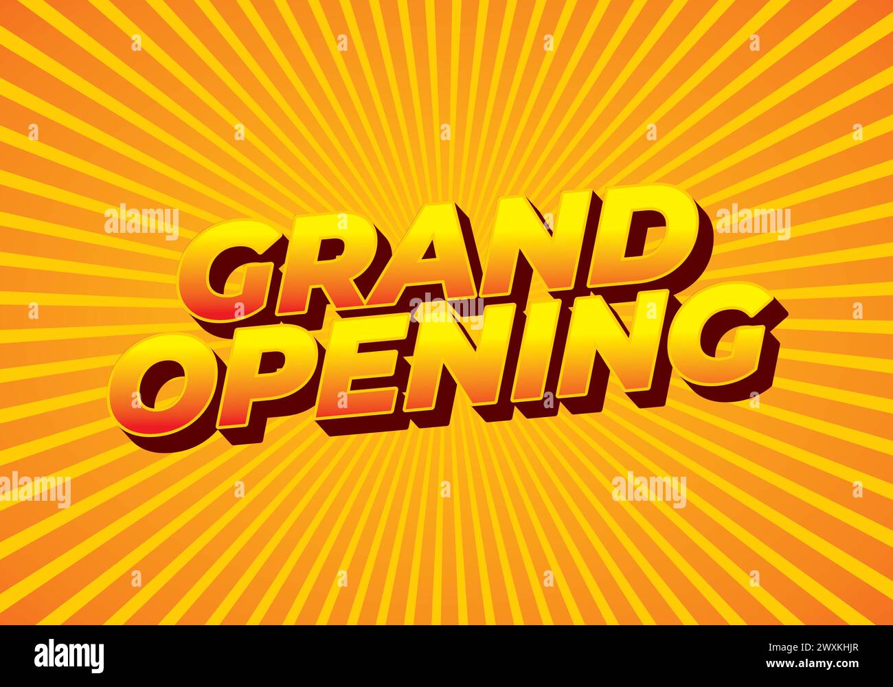 Grand opening. Text effect design in yellow orange color with 3 ...