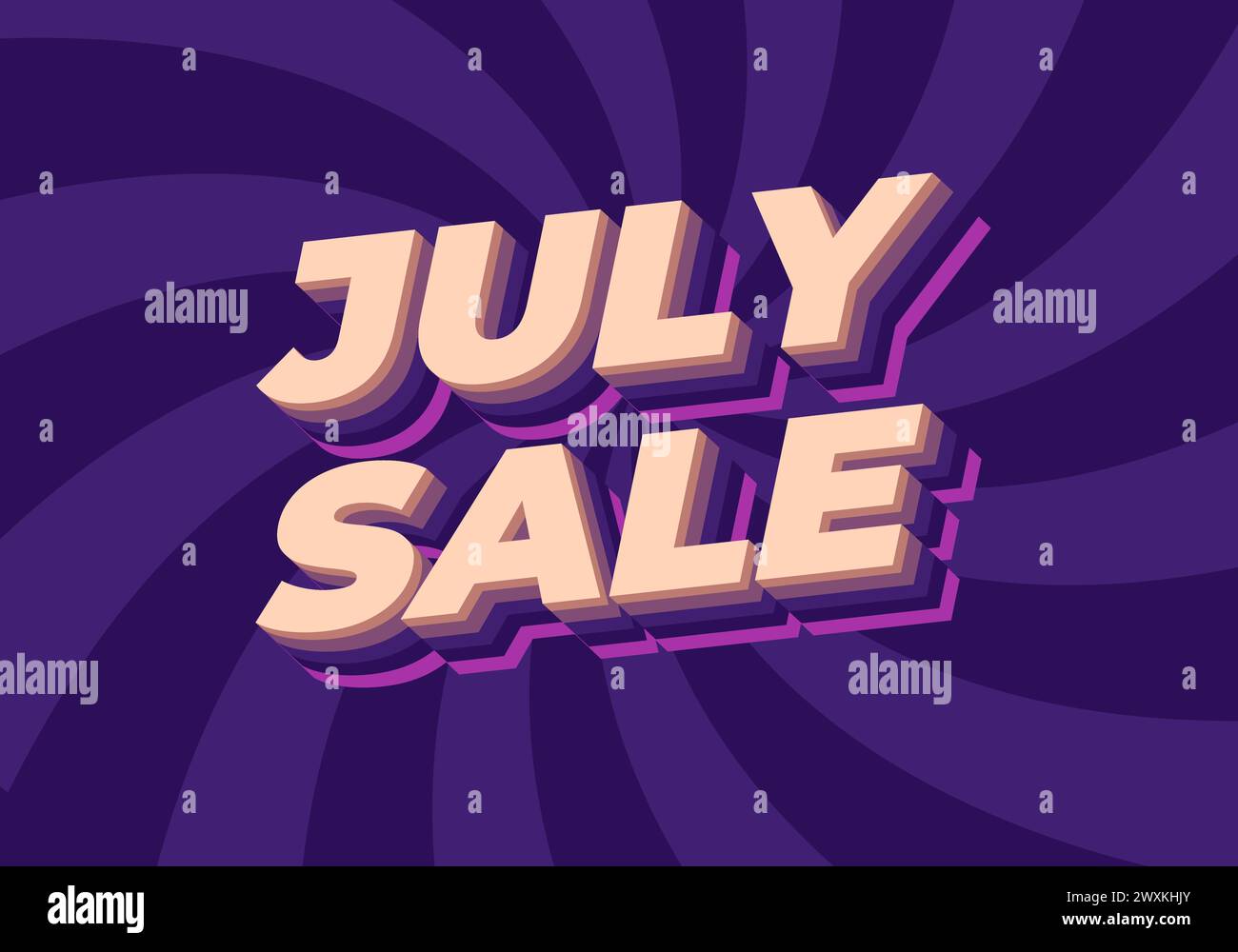 July sale. Text effect design in 3 dimension style and eye catching ...