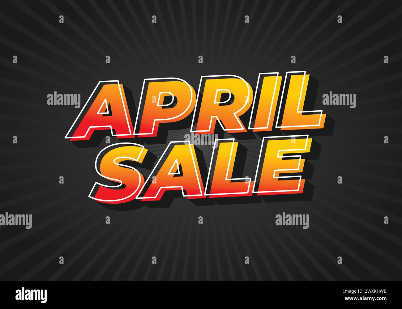 April sale. Text effect design in 3 dimension style Stock Vector Image ...