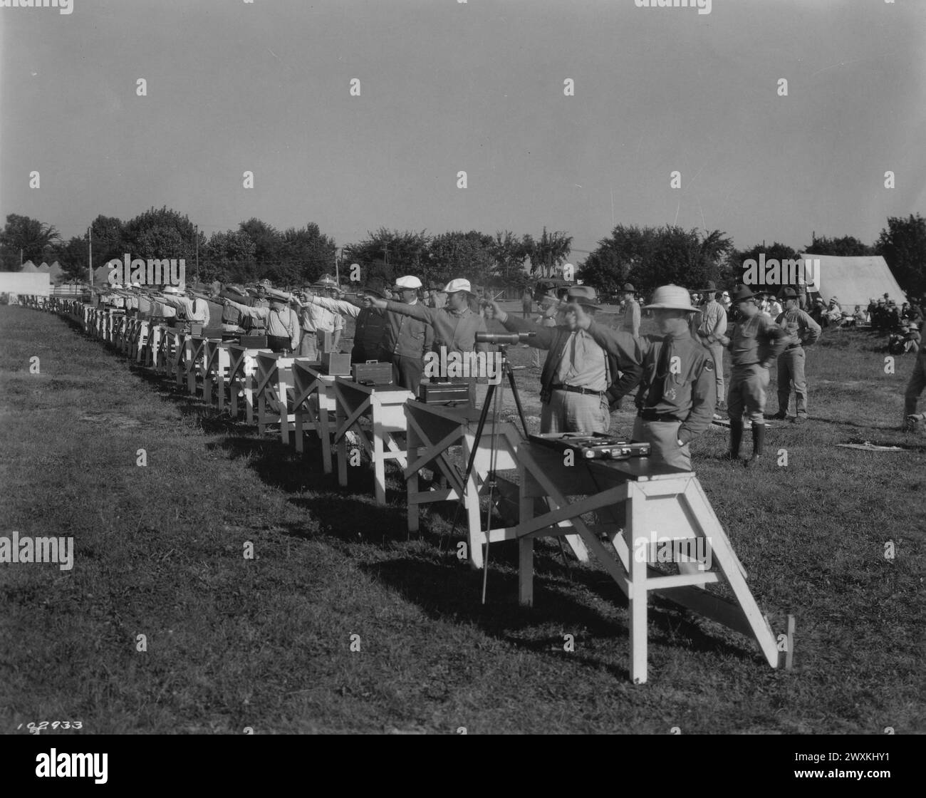 Contestants shooting pistols at the National matches at Camp Perry Ohio ...