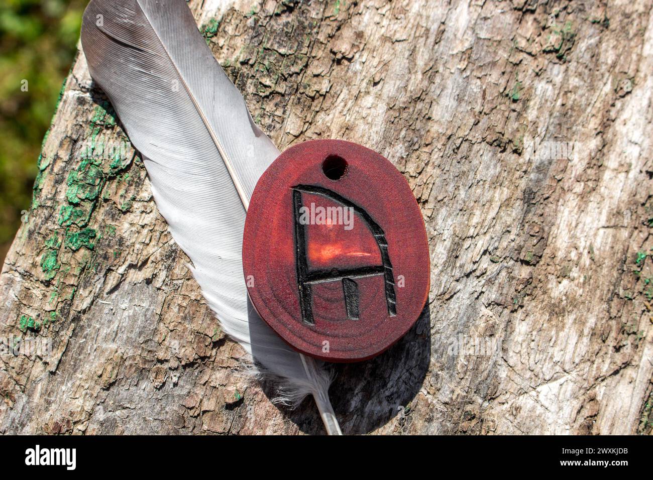Charm carved in wood. Rune symbol "Yr" denoting bow, Anglo-Saxon ...