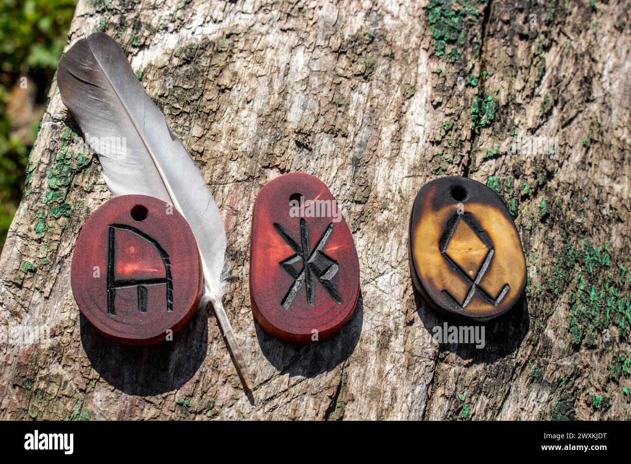 A set of talismans of three runes - Odal (Othala), Yr (bow) and double ...