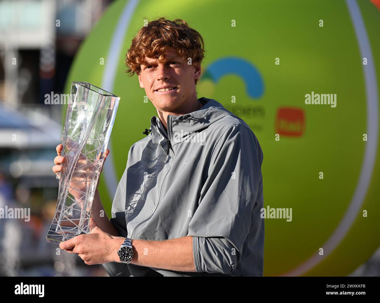 Miami Gardens FL, USA. 31st Mar, 2024. Jannik Sinner poses with the ...