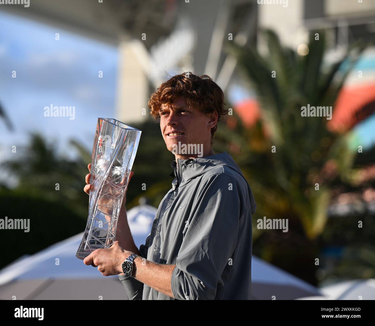 Miami Gardens FL, USA. 31st Mar, 2024. Jannik Sinner poses with the ...