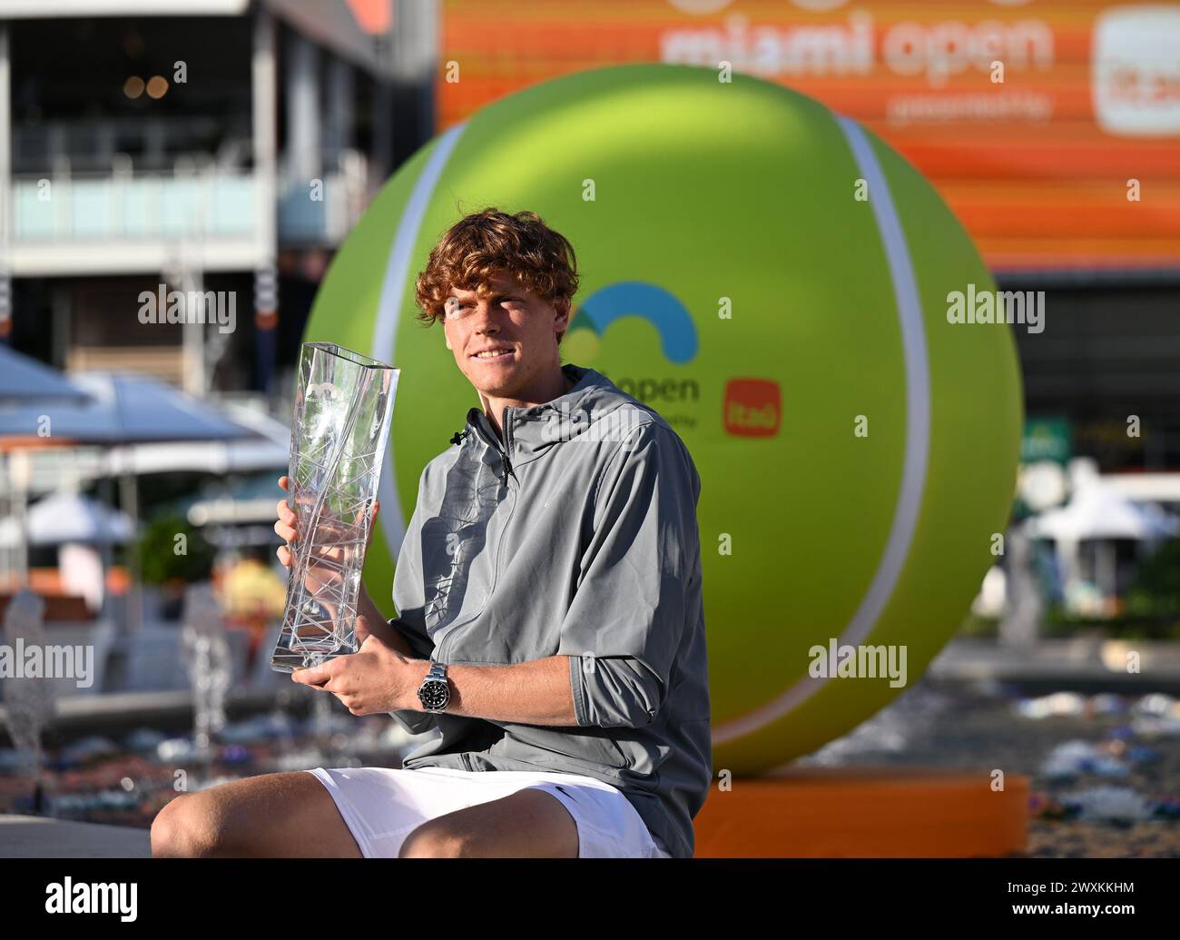 Miami Gardens FL, USA. 31st Mar, 2024. Jannik Sinner poses with the ...