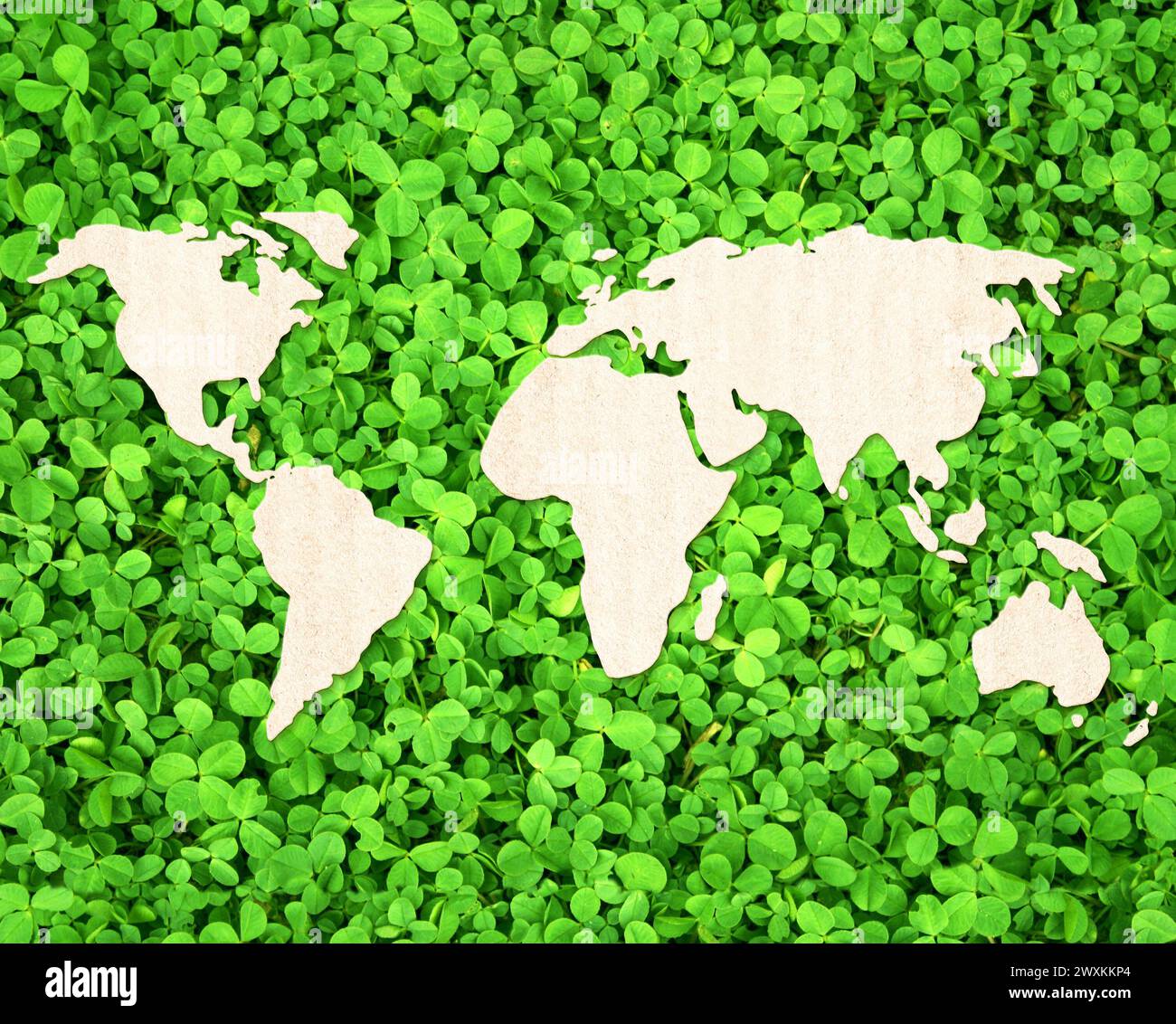 Ecology and zero waste concept. Paper World map silhouette made of ...