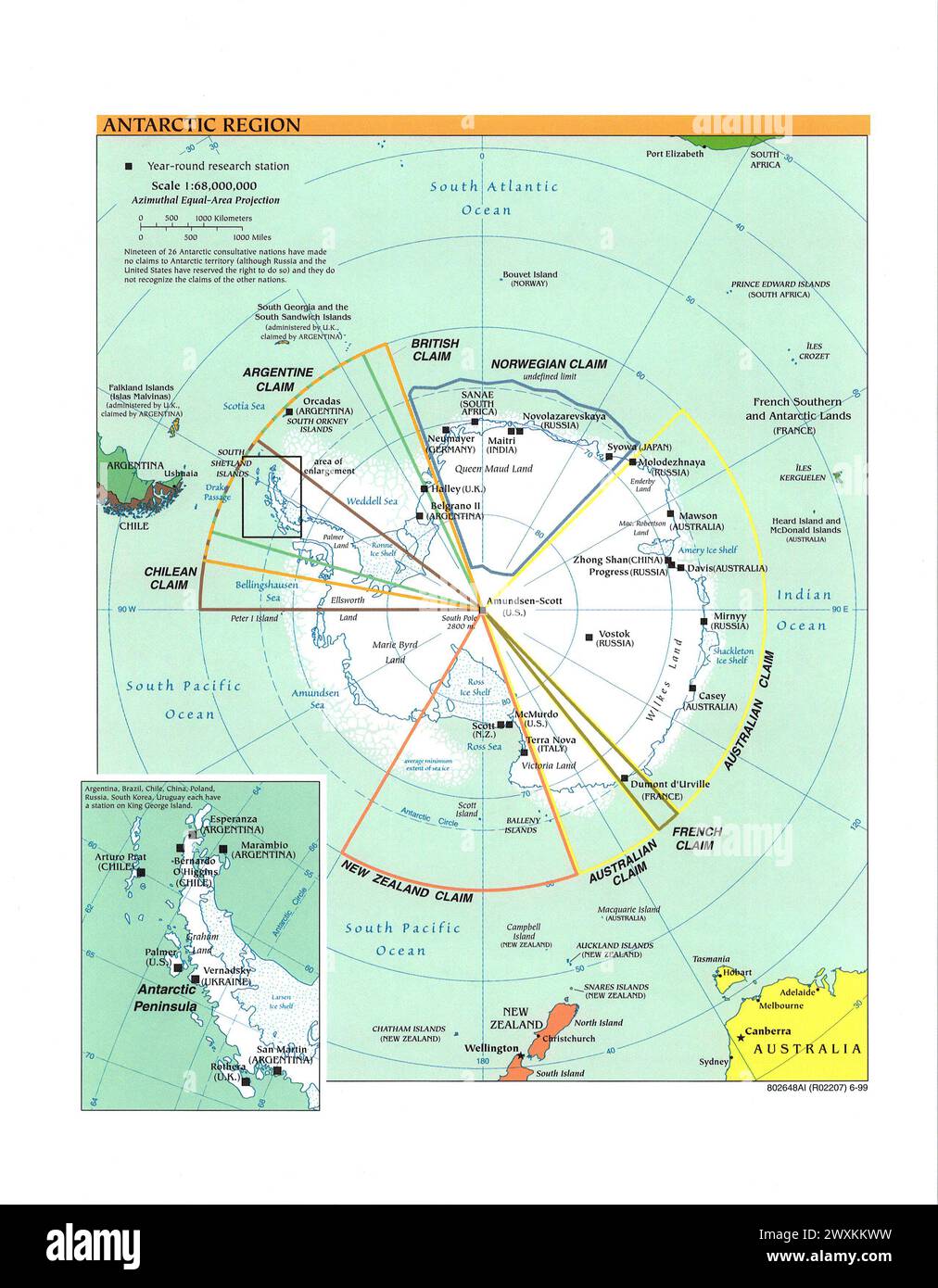 Map of the antarctic region hi-res stock photography and images - Alamy