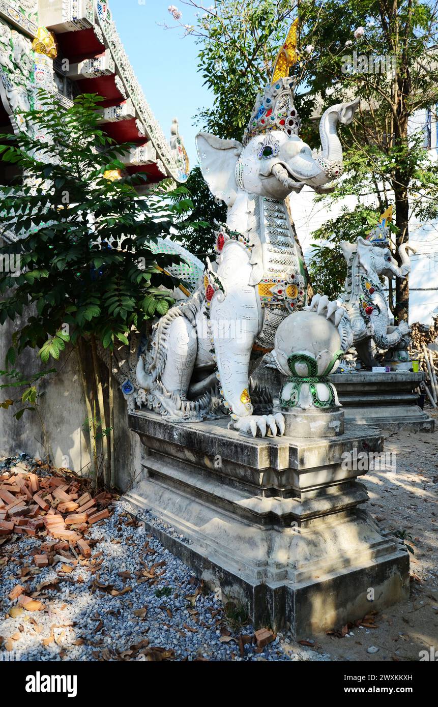 Carving sculpture art of legend creatures mythical himmapan animals in ...