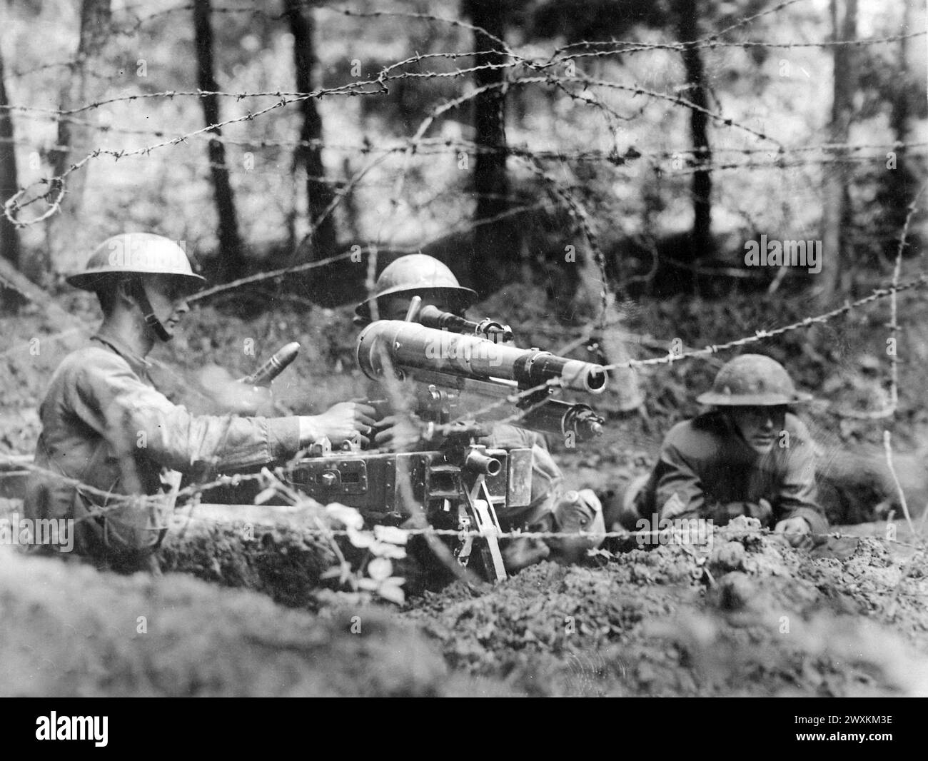 French "37" in firing position on parapet in second-line trench. This ...