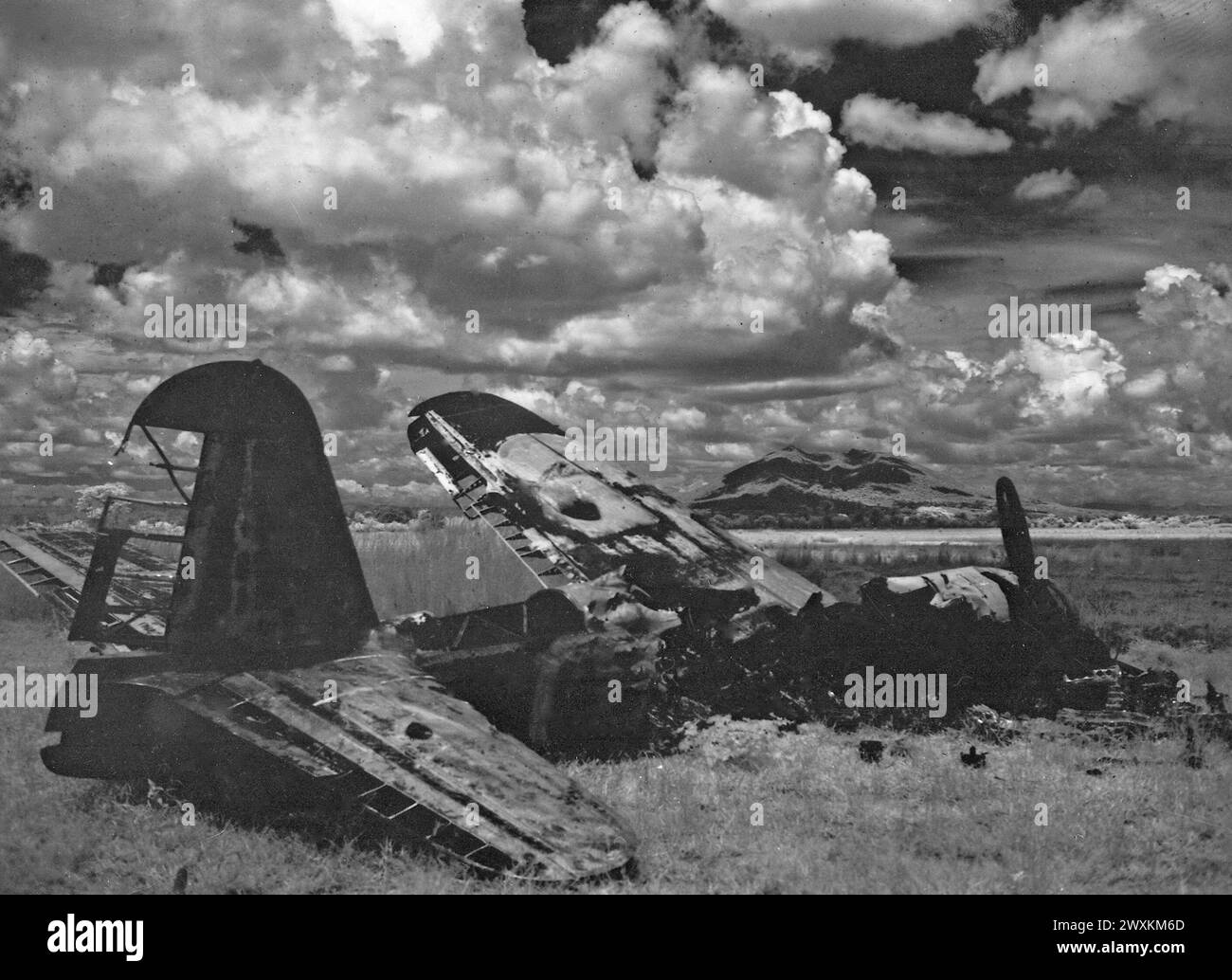 Infra red view of wrecked Japanese plane near Angeles, Pampanga, on ...