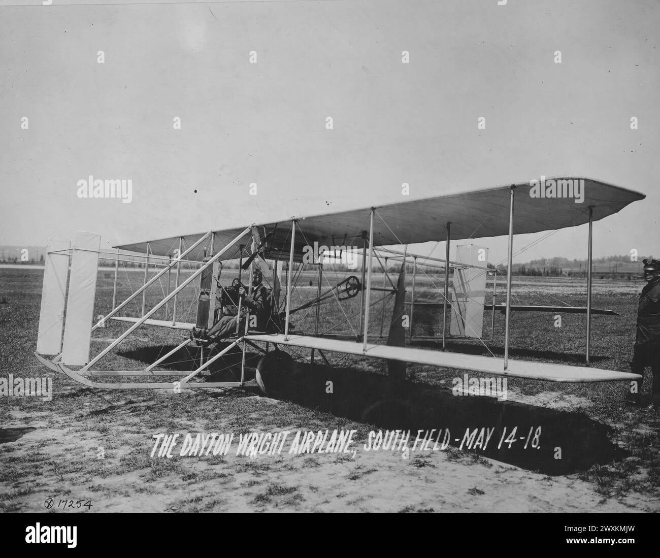 (Original caption) The Dayton Wright Airplane - Orville Wright ready ...