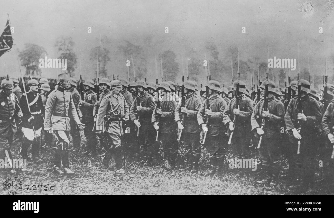 The Kaiser and Crown Prince reviewing troops. Photo was taken just ...