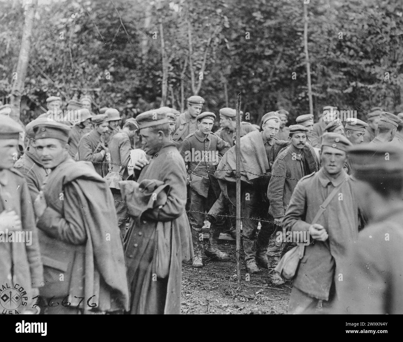 A group of German prisoners of war captured by the 125th infantry on ...