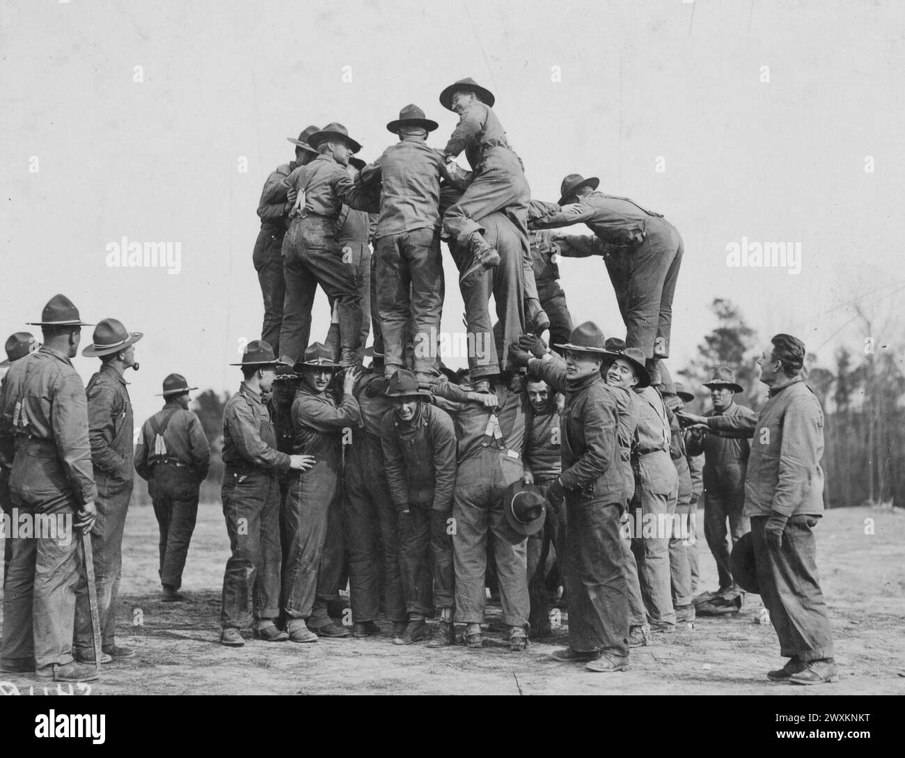 The human pyramid Black and White Stock Photos & Images - Alamy