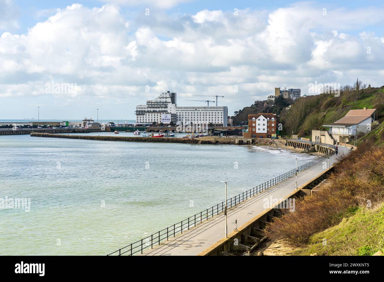 Folkestone, Kent, England, UK - March 19, 2023: View of the harbor and ...