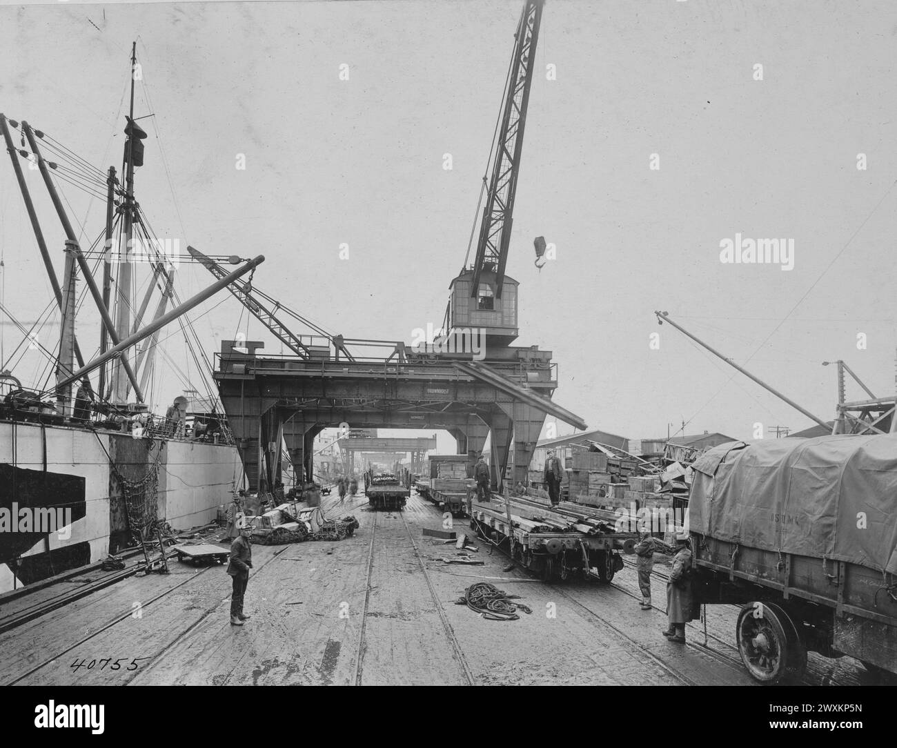 Gantry Crane Type #2 at Bassens Docks at Gironde France ca. 1918 Stock ...