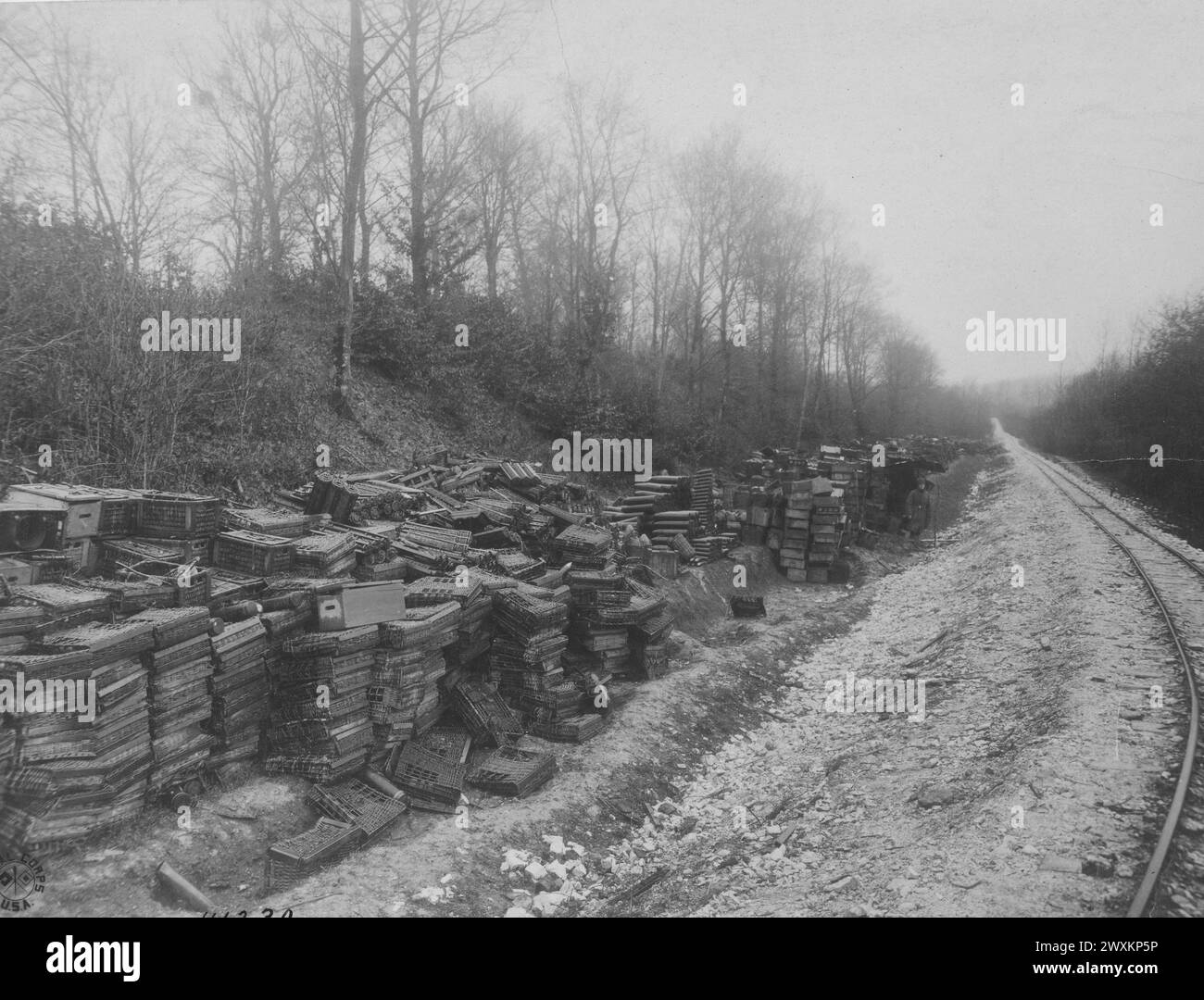 World War I Photos: Captured German ammunition alongside a railroad ...